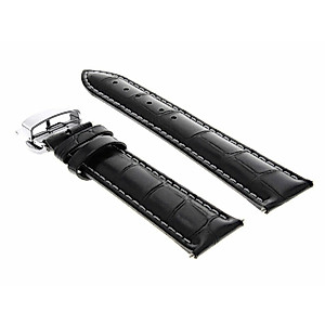 Ewatchparts 22MM BLACK LEATHER WATCH STRAP BAND DEPLOYMENT CLASP COMPATIBLE WITH IWC PILOT PORTUUESE