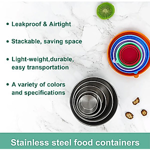 stainless steal containers with silicone lids, metal food containers with lids, stackable stainless steel food containers, lunch conteiners, food containers, food storage, containers, storage,