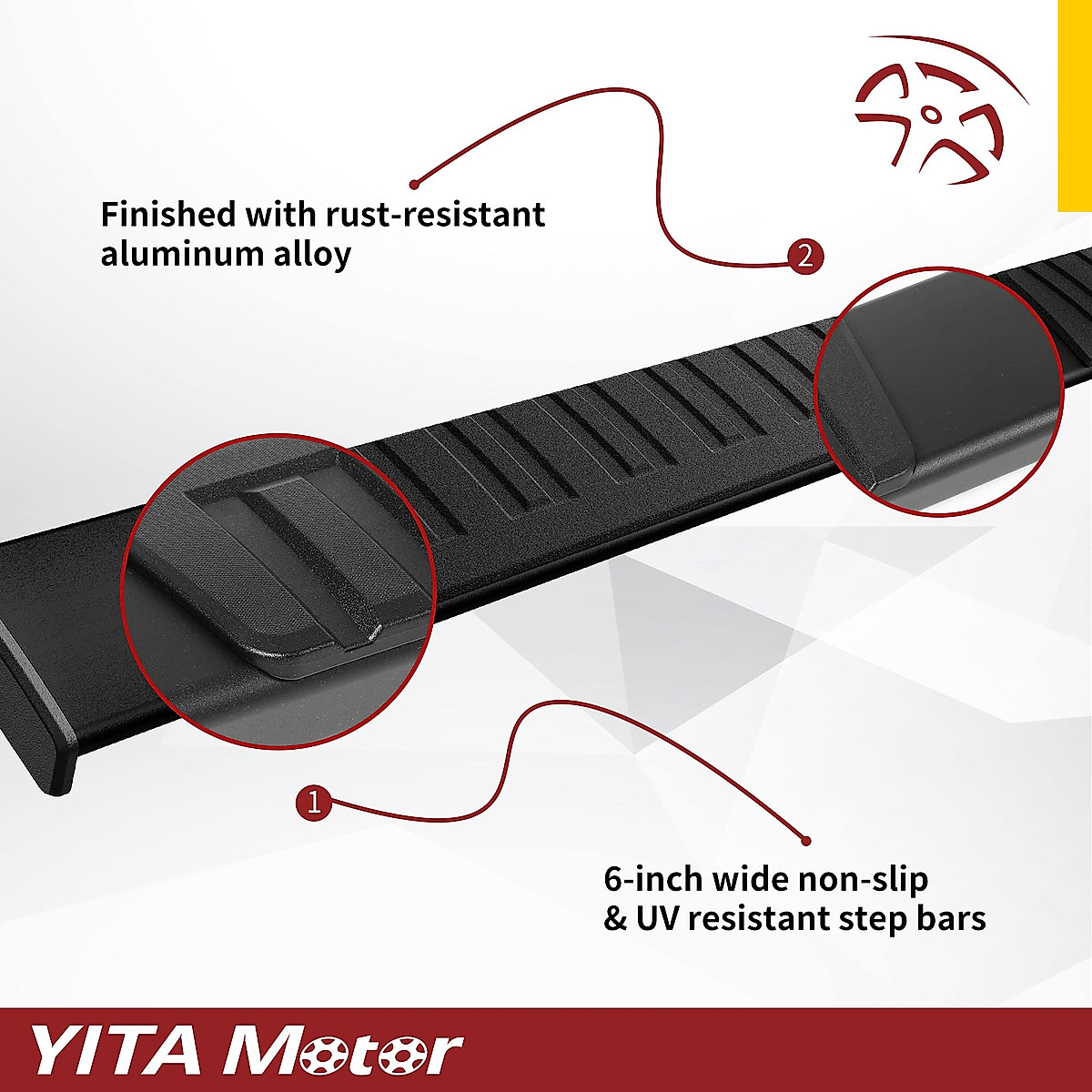 YITAMOTOR 6 Inches Running Boards Compatible with 2015-2024 Ford F-150 SuperCab, 2017-2024 Ford F250 F350 SuperCab Aluminum Black Side Steps Nerf Bars