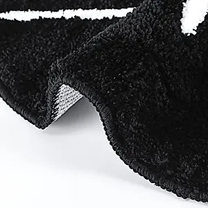 Easy Home Cat Face Bathroom Rugs, Non Slip Bathroom Cat Bath Mat, Home Living Room Mat, Machine Washable Room Carpet, Microfiber Doormat, 24x24 Inch (Black)