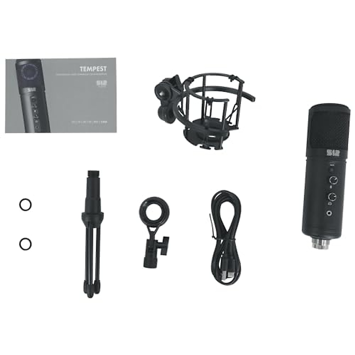 512 Audio by Warm Audio Tempest - Large Diaphragm Studio Condenser USB Microphone + Stand + Shock Mount for Recording and Streaming