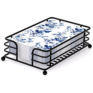 Guest Towel Holder, Napkin Holder for Bathroom, Modern Iron Paper Towel Holder Tray, Flat Disposable Hand Towel Holder, Napkin Dispenser, Napkin Holder for Table/Bathroom/Hotel/Dinner/Kitchen, Black