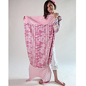 Snuggle Stuffs Girls Scales Minky Dot Velboa Mermaid Tail Blanket (Infant - 24", Pink)