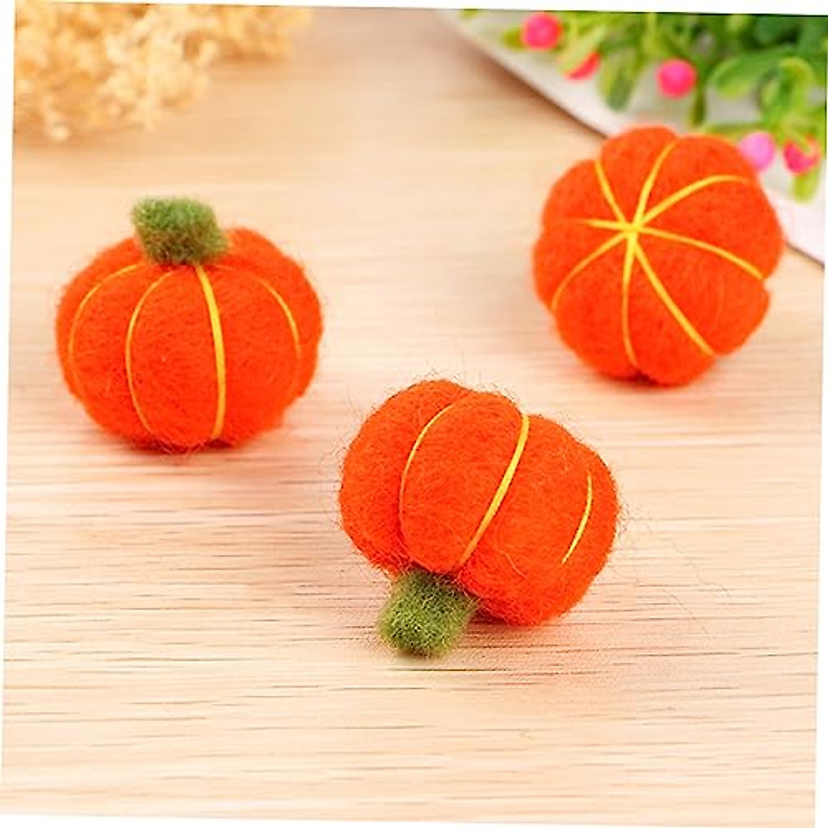 COHEALI 6 Pcs Pumpkin Wool Felt Christmas Decor Mini Wreath Artificial Flower Garland Nativity Craft Needle Felt Pumpkin Handmade Wool Felt Kit Orange Self Made Ornament Balloons Garland