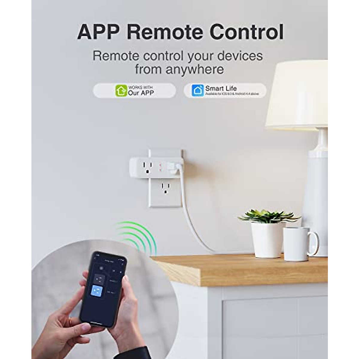 Dual Smart Plug Extender, GHome 2.4G Wi-Fi Outlet with Individual Control Works with Alexa, Echo, Google Home, No Hub Required, ETL Certified (4 Pack)