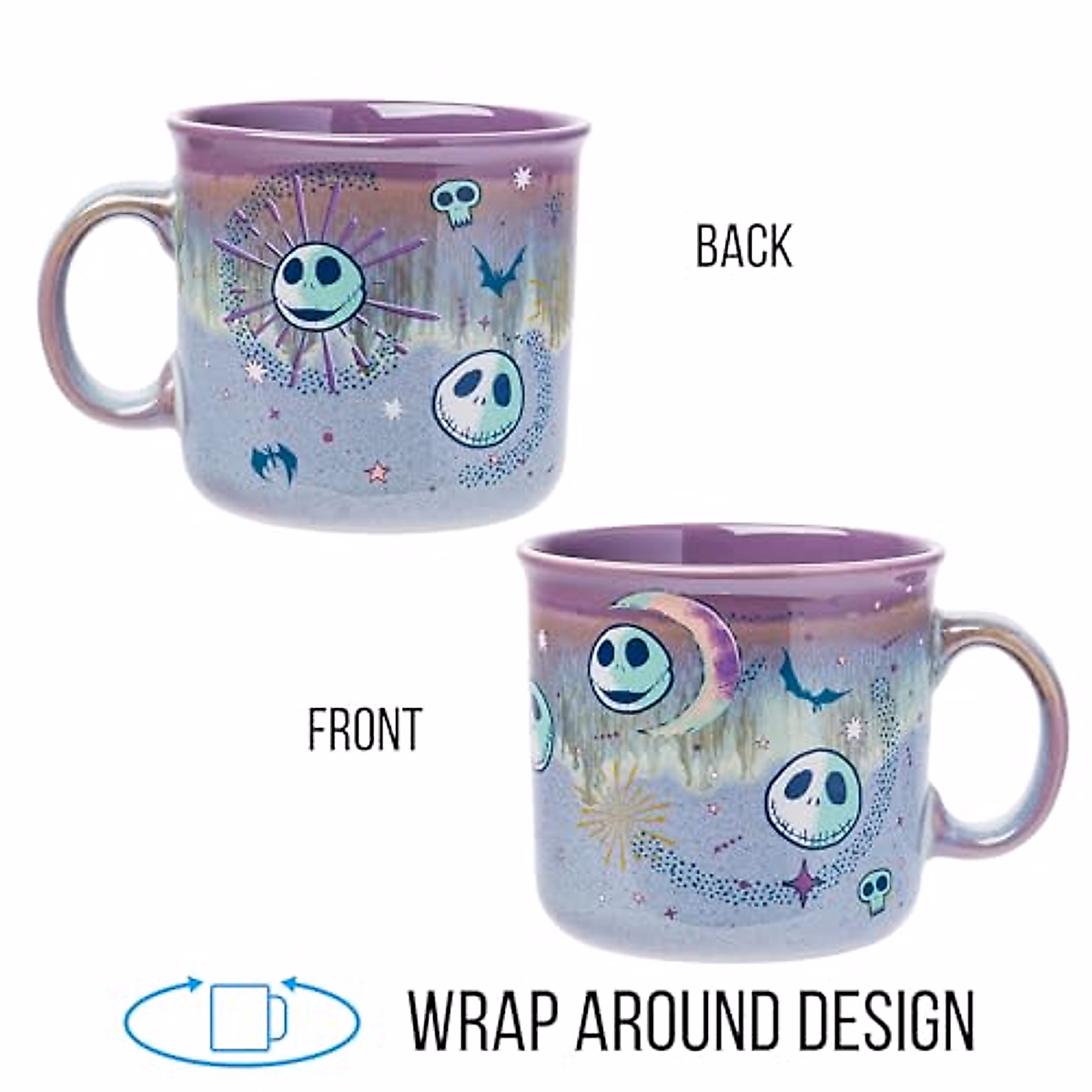 Silver Buffalo Disney Nightmare Before Christmas Mystic Opulence Reactive Glaze Ceramic Camper Mug, 20 Ounces