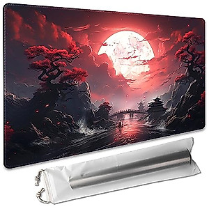 Board Game 14x24in TCG Playmat Compatible for OCG CCG RPG MTG Playmats,Mouse pad Desk Mats (Blood Moon Secrets)