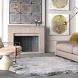 Abacasa Gloss Dark Grey Faux Fur Area Rug