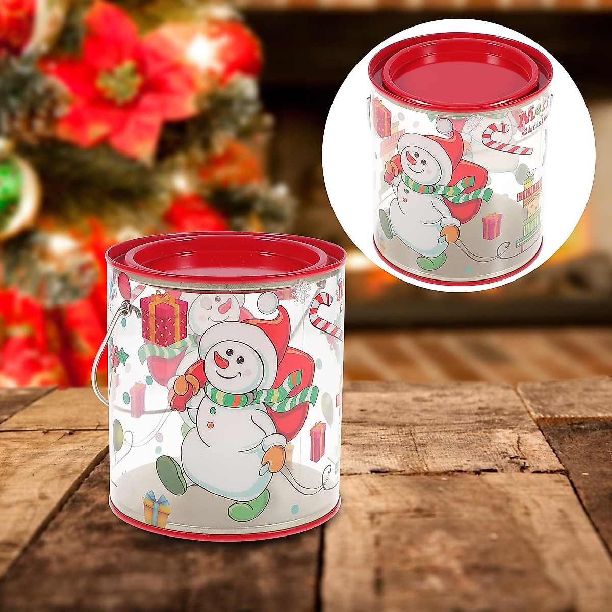 Cabilock 8pcs Portable Cylinder Airtight Cookie Container Candy Containers for Cookie Containers for Giving Christmas Empty Tin Holiday Cookie Box Metal Christmas Jar Seal