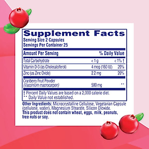 Rephresh Cranberry Urinary Tract Health Plus Immune Supplement, Blended with Vitamin D + Zinc - 50 Count