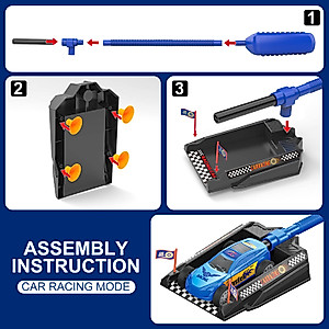 Springflower 2 in 1 Car and Rocket Dueling Launch Toys for Kids, 2 Launcher with 2 Air Powered Cars and 6 Rockets,Fun Outdoor Toy,STEM Gift for Boys & Girls Age 3, 4, 5, 6, 7, 8+ Years Old