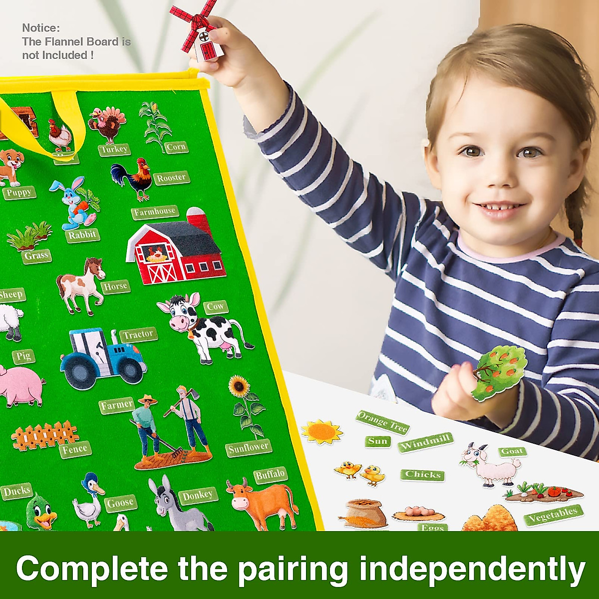 Craftstory Animals Felt Board Stories for Toddlers, Felt Animals Figures Toys Arts and Crafts Sensory Gifts for Classroom Storytelling School Daycare Supplies (Farm Anmals)