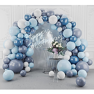 Dusty Blue Balloon Arch Garland Kit-143Pcs Macaron Gray Blue Balloons for Birthday Bridal Shower Christmas Reunion Party Wedding Decoration