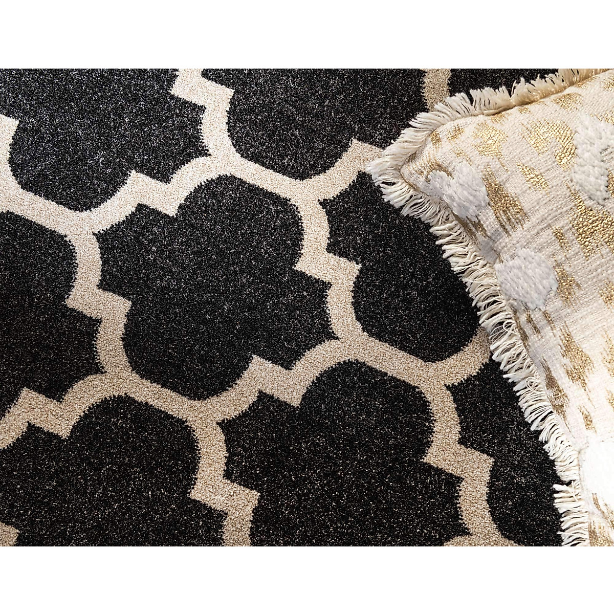 Unique Loom Trellis Collection Area Rug - Philadelphia (5' 1" x 8' Rectangle Black/Beige)