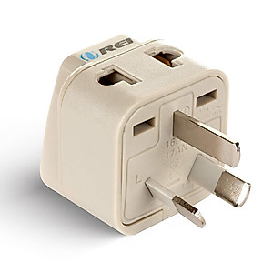 OREI Grounded Universal 2 in 1 Plug Adapter Type I for Australia, New Zealand and More