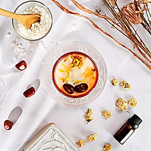 SUZIEJO Aromatherapy Candle Sacral Chakra Ylang Ylang Jasmine Essential Oil Scented Candles Red Agate Crystals & Healing Stones Spiritual Gifts for Women Soy Candle Stress Relief Candle Set