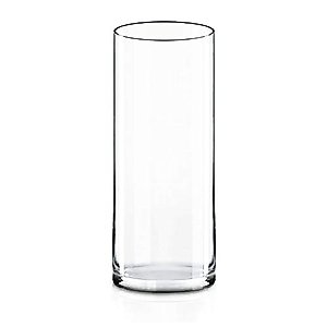 CYS Excel Clear Glass Cylinder Vase (H:12" D:4") | Multiple Size Choices Glass Flower Vase Centerpieces | Hurricane Floating Candle Holder Vase