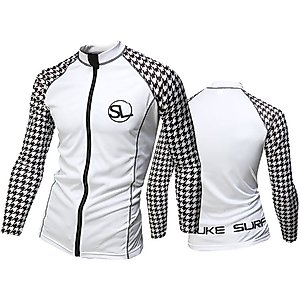 Mmoriah Mens Hound Tooth Zipup Raglan Long Sleeve Active Sports Rash-Guard