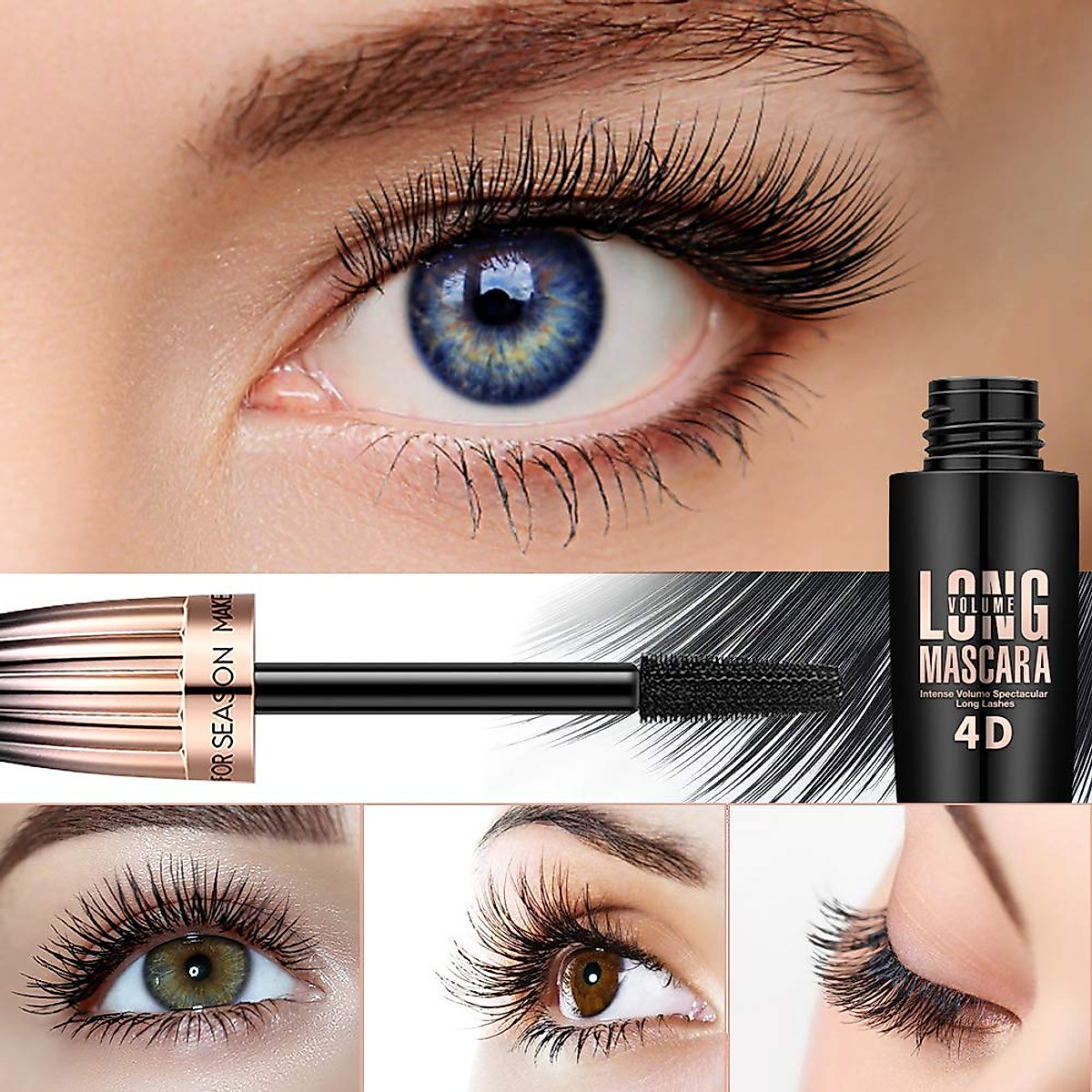 moulis 4D Silk Fiber Mascara, Natural Waterproof And Long Lasting Mascara, Plump And Enlarge Eyelashes, Smudge Proof And Lengthen Eyelashes, Lasting All Day