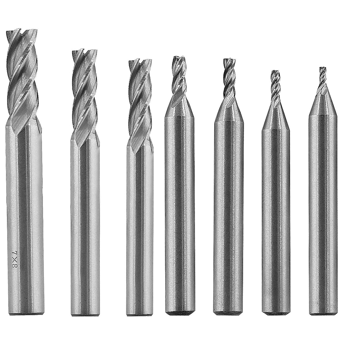 Aracombie 7pcs Straight End Mill Cutter Set, 4-Flute Drill Bit CNC Milling Bit Set, Square Nose HSS End Mill Metric Metal Router Bit Set for Wood Aluminum Steel (1.5mm 2mm 2.5mm 3mm 4mm 5mm 6mm)