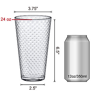 Amazing Abby - Polka Dot - 24-Ounce Plastic Tumblers (Set of 8), Plastic Drinking Glasses, All-Clear High-Balls, Reusable Plastic Cups, Stackable, BPA-Free, Shatter-Proof, Dishwasher-Safe