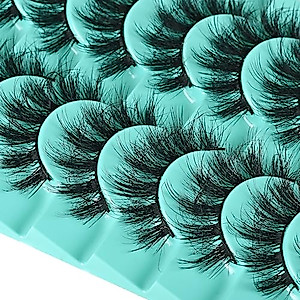 APCYUST Mink Lashes Fluffy Wispy Eyelashes Medium Natural Eye Lash Pack Thick Full Small Strip Eyelash Set Thin Band Russian Strips Lash Extension (Spiky Lash | 11-17mm)