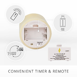 Luminara Moving Flame Pillar Flameless LED Candle, Scalloped Edge, Real Wax, Unscented - Ivory (4.5-inch)