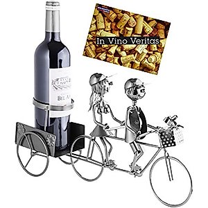 BRUBAKER Wine Bottle Holder Couple on Tandem Bicycle Metal Sculptures and Figurines Decor Wine Racks and Stands Gifts Decoration