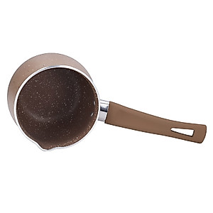 Mini Milk Pan, Aluminum Alloy Anti Scalding Diameter Warmer Coffee Pot Portable Non Stick for Cooking Heating Boiling Melting (Brown)