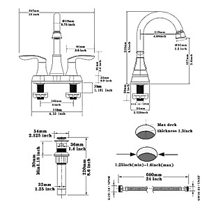 GELE Bathroom Faucet Brushed Nickel with Pop-up Drain & Supply Hoses Two-Handle 360 Degree High Arc Swivel Spout Centerset 4 Inch Vanity Sink Faucet 4011B-NP