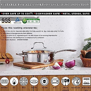 MILCIL Stainless Steel Pots and Pans Set Ceramic Nonstick, 10 pcs Professional Home Chef Kitchen Cookware Set, Free of PTFE/PFOA/PFAS, NO TOXIN, Oven and Dishwasher safe
