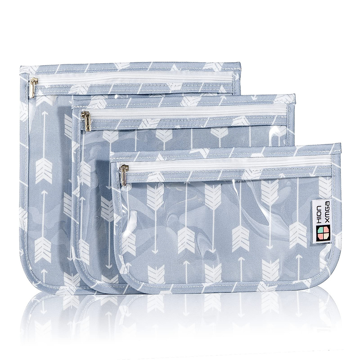 HIONXMGA TSA Approved Toiletry Bag,Set of 3 Clear Travel Toiletry Bags Quart Size Zipper Travel Pouch,Waterproof Travel Makeup Cosmetic Bag for Women Men Toiletries Carry on Airport,Arrow A