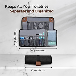 Toiletry Bag for Men, Travel Essentials Travel Toiletry Bag, Water-Resistant Compact Bathroom Roll Organizer for Hygiene, Shaving kit, Valentines Day Gifts for Him (4.Classic Black(Polyster))