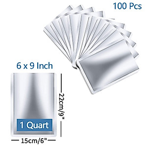 100 Pieces 1 Quart Mylar Bags 6 x 9 Inch, 5 Mil Mylar Bags for Food Storage Coffee Beans Dry Food, Thick Sealable Mylar Bag Medium Size