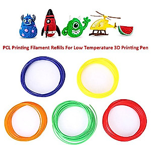 10 Colors 1.75mm 3D Printer Filament, Safety 3D Printer PCL Filament, High-Precision Diameter Filament, Each Color 16.4 Feet