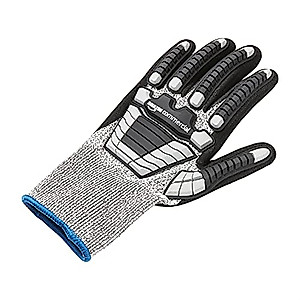 AmazonCommercial 13G SilverSilk & Sandy Nitrile Gloves with Impact Protection (Grey/Black), Size XL, 1-Pair