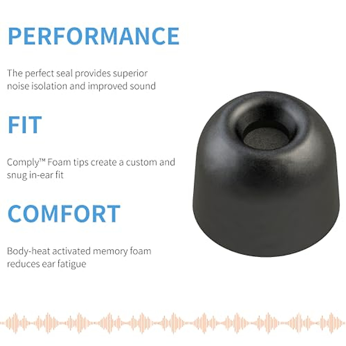 Comply Memory Foam Replacement Earbud Tips for Sony True Wireless Earbuds | Ultimate Comfort, Secure Fit, Superior Noise Isolation | Anti Slip, Prevent from Falling Out | Black, Large (3 Pairs)