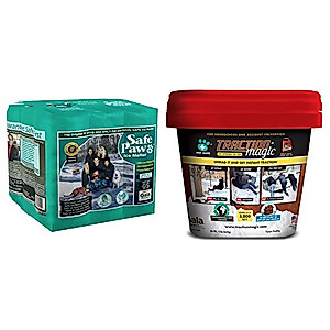 Safe Paw Pet Saltless Ice Melt for Various Terrain, 22 lbs and Traction Magic Quick Application All Natural Snow Melter, 15 Lbs Bucket