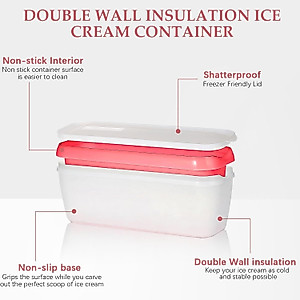 KisSealed 4 Pack Ice Cream Containers,Reusable Homemade Ice Cream Tubs,1.5 Qt Storage Freezer Ice Cream Container with Lids and Spoon for Yogurt, Sorbet, ect.