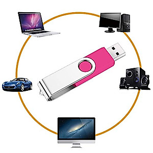 SRVR 5 Pack 32GB USB Flash Drive, USB 2.0 Thumb Drives, Jump Drive with Lanyards Metal Swivel USB Memory Stick with LED Indicator(5 Colors)