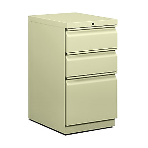 HON Brigade Mobile Pedestal | 2 Box / 1 File Drawer | Radius Pull | 15" W | Putty Finish