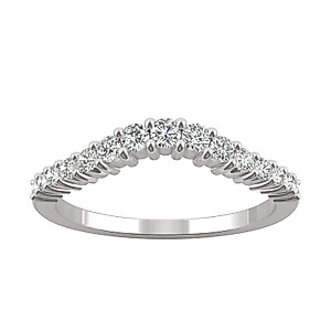 14K White Gold 2.3mm Round Moissanite Curved Graduated Band- size 8 0.39cttw DEW by Charles & Colvard