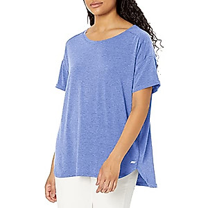 Amazon Essentials Women's Studio Relaxed-Fit Lightweight Crewneck T-Shirt (Available in Plus Size), Bright Blue Heather, XX-Large