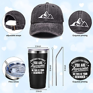 Sieral 5 Pcs Birthday Gifts for Men Appreciation Gifts Thank You Tumbler Baseball Cap Socks Keychain with Gift Box