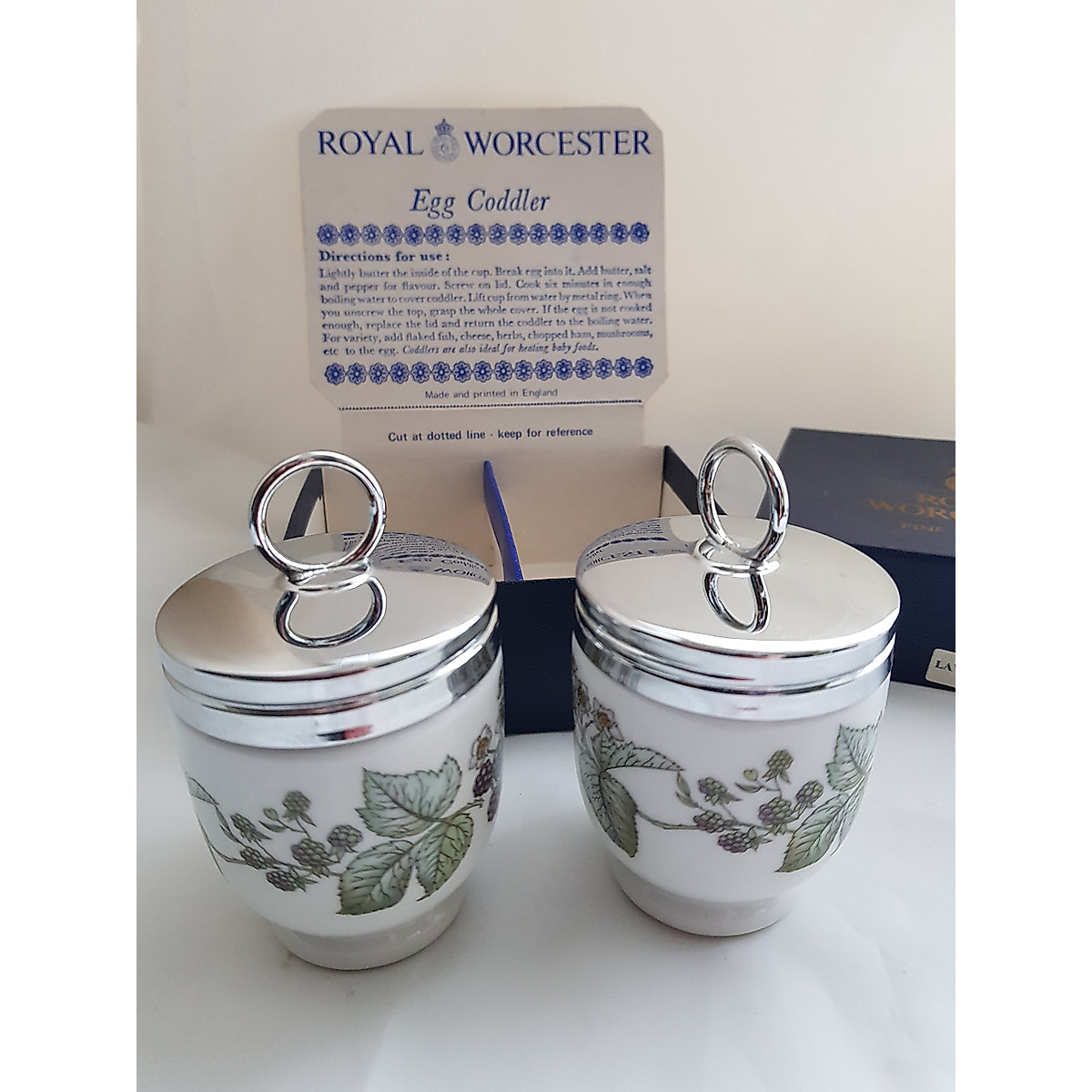 Royal Worcester Egg Coddler Pair Lavinia Berries Pattern
