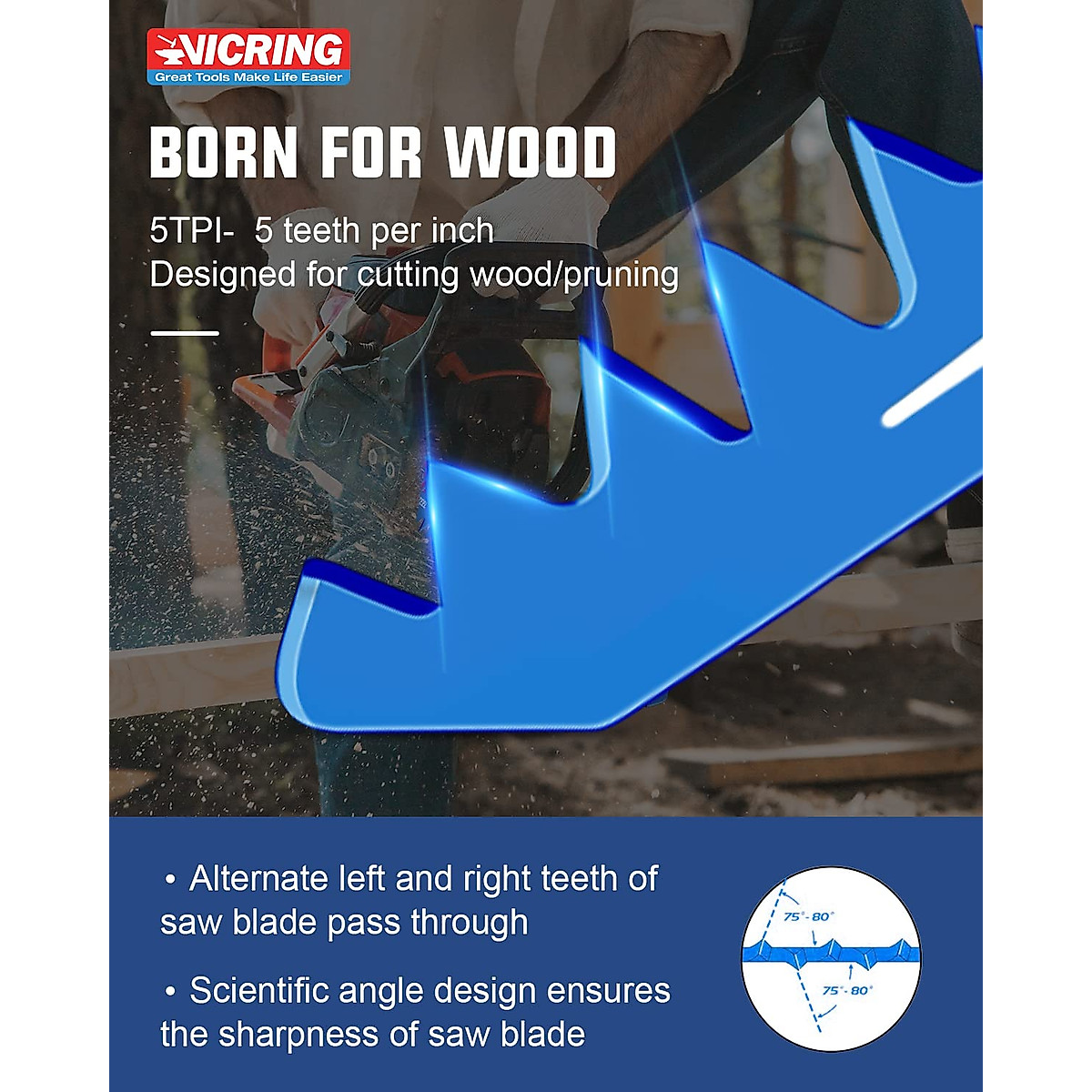 Wood Pruning Reciprocating Saw Blades 9 Inch Sawzall Blades for Trees High Carbon Steel Pruning Blade for Reciprocating Saw (5 Pack/5TPI)