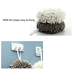 Ivymei 2 Pack Chenille Hand Towels,Hanging Kitchen Hand Towels,Bathroom Hand Towels with Loop,Quick Dry Cloths for Cleaning,Soft Absorbent Microfiber Hand Towels(Grey+White)