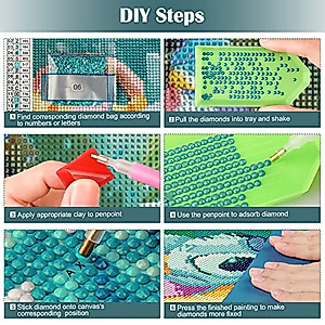 MXJSUA 5D Diamond Painting Kits for Adults,Flower Waterfall DIY Diamond Art Kits Full Round Drill Diamond Painting Kit for Kids Beginners, Crystal Picture Gem Art for Home Wall Decor 12x16In