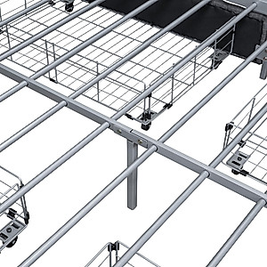 CKLMMC Morden Upholstered Platform Bed Frame with 4 Drawers,Sturdy Built-in Metal Slat Support,Queen Size Platform Bed for Bedroom,Living Room (Gray+Linen Fabric1, Queen)
