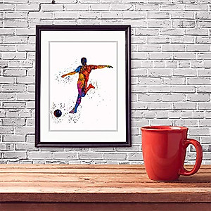 Male Soccer Player Abstract Sport Wall Art Print 11x14, Ideal for Teen Boy Bedroom Decor, Club Locker Rooms, Coaches and Fans